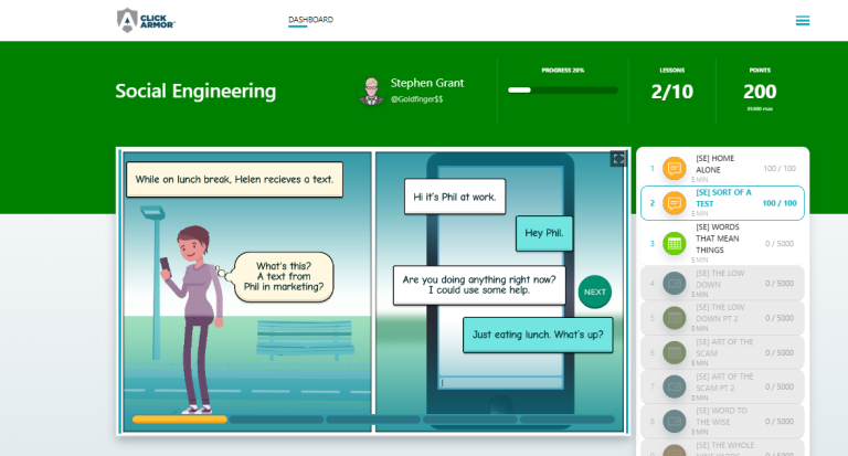 Click Armor Gamified Social Engineering Awareness Training - Click Armor